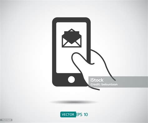 Hand Holding With Mobile Phone In Flat Design Style Logo Vector