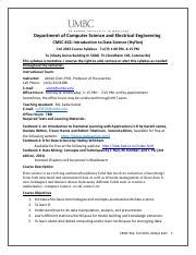 Syllabus Pdf Department Of Computer Science And Electrical Engineering CMSC 462 Introduction