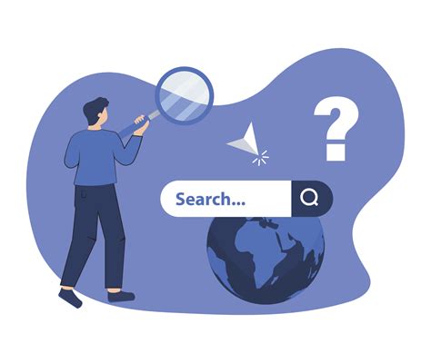 People Searching Information In Internet Man Looking In Spyglass Or