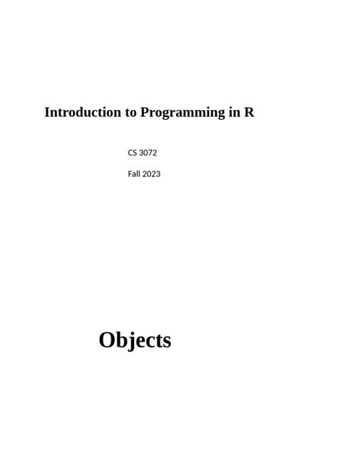 Week 3 Introduction To Programming In R Pdf