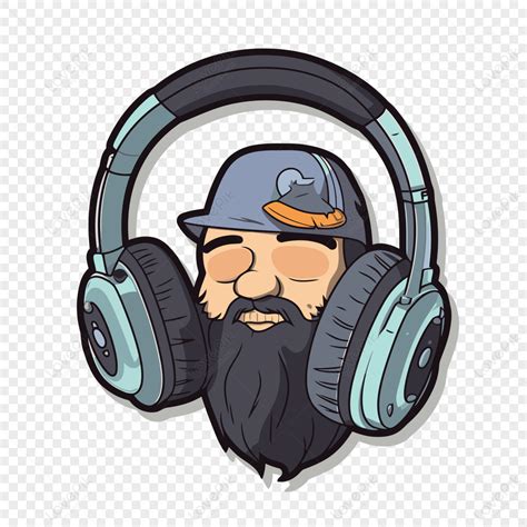 이것은 수염 클립 아트와 함께 헤드폰을 쓰고 만화 수염 남자입니다 벡터상표 Png 일러스트 무료 다운로드 Lovepik