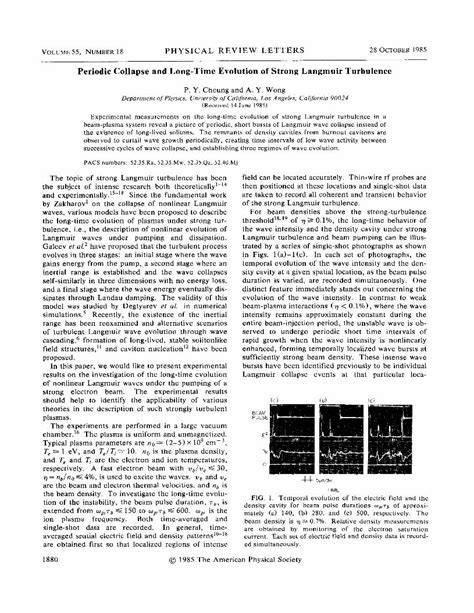 Pdf Periodic Collapse And Long Time Evolution Of Strong Langmuir