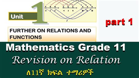 Mathematics Grade 11 Unit 1 Part 1 Further On Relation And Functions Revision On