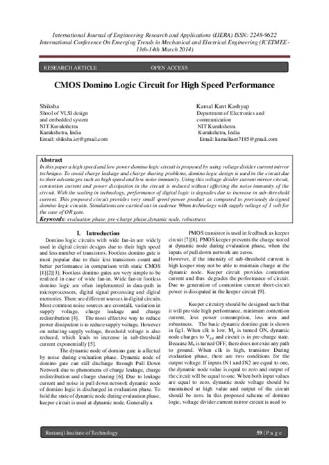 Pdf Cmos Domino Logic Circuit For High Speed Performance