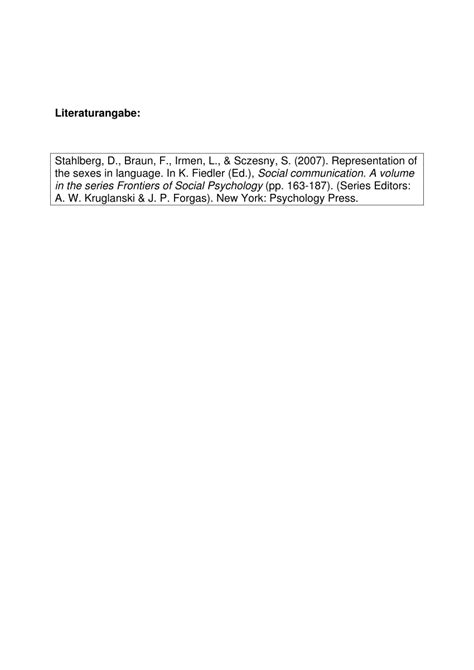 PDF Representation Of The Sexes In Language