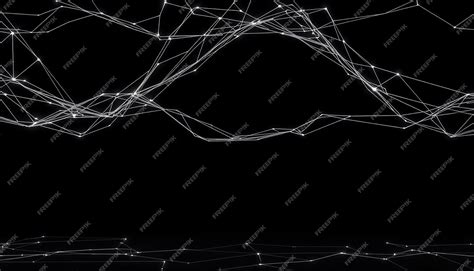Premium Photo Abstract Glowing White Lines Connecting Dots On A Black Background