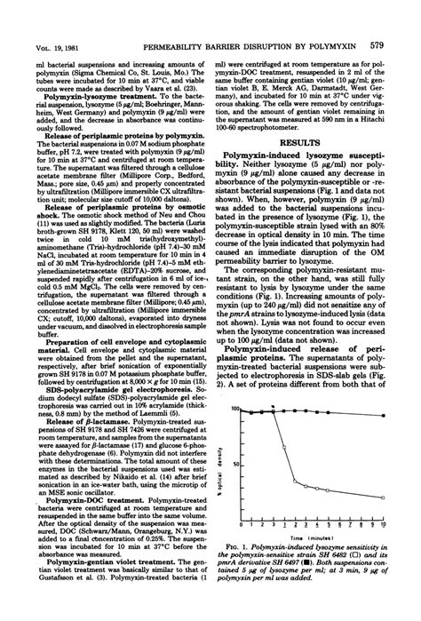 Outer Membrane Permeability Barrier Disruption By Polymyxin In