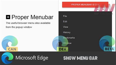 How To Show Menu Bar In Microsoft Edge Chromium History Channel Chromium Web Browser Howto