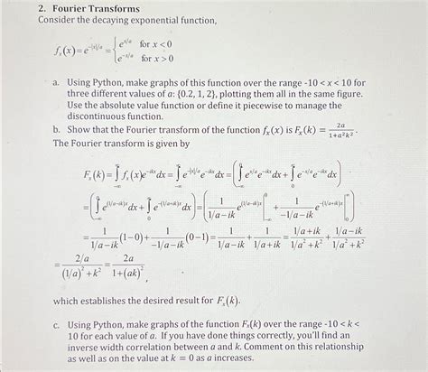 Solved Fourier TransformsConsider The Decaying Exponential Chegg