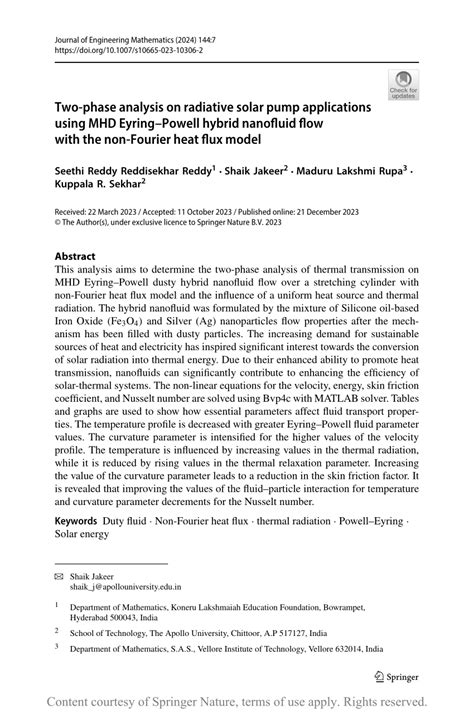 Two Phase Analysis On Radiative Solar Pump Applications Using Mhd Eyringpowell Hybrid Nanofluid