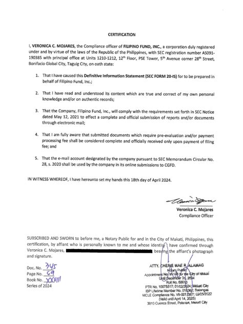 Ffi Definitive Information Statement 2023 Pse Pdf