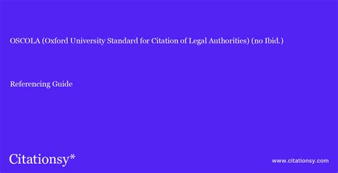Oscola Oxford University Standard For Citation Of Legal Authorities