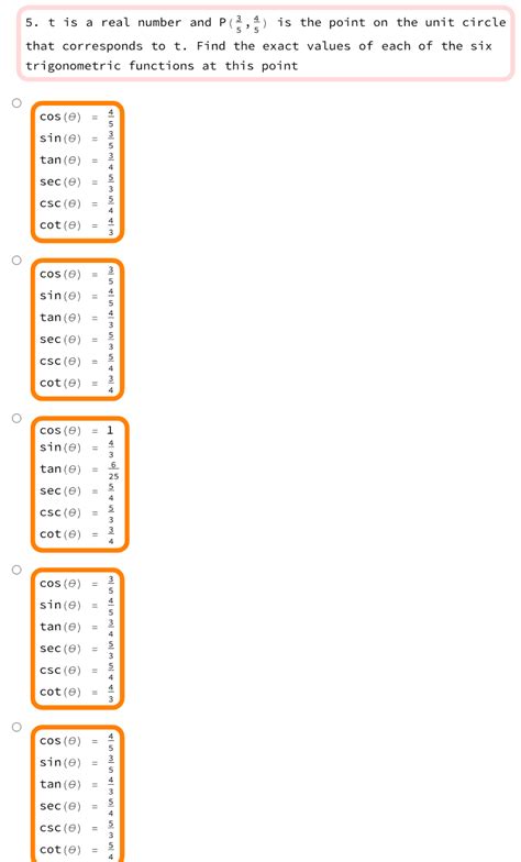 Solved Precalc Trig Please Provide The Work Step By Step Chegg