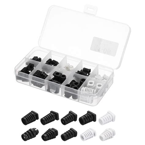 Uxcell 75pcs Strain Relief Cord Connector Assortment Cable Bushing Boot