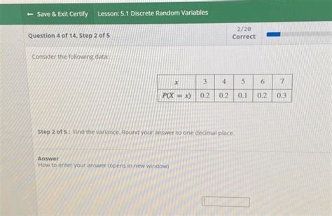solved save and exit certify lesson 5 1 discrete random
