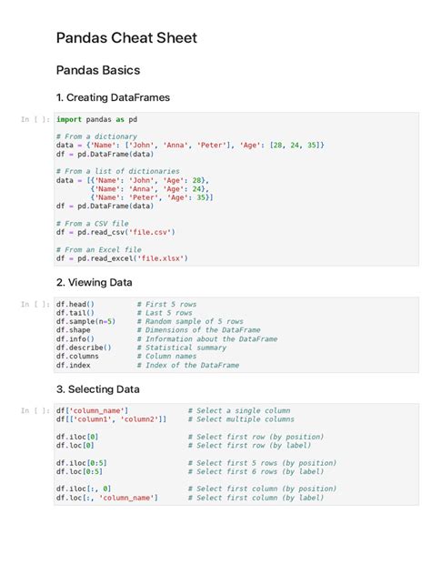 Pandas Cheat Sheet Pdf Pandas Cheat Sheet Pdf