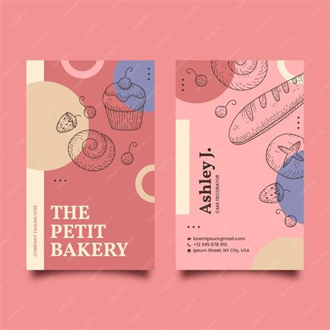 Free Vector Flat Design Bakery Business Card Template