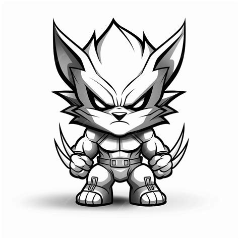 Premium Ai Image Wolverine Cute Flat Design Cute Flat Coloring Book Kawaii Line Art
