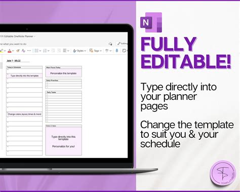 Editable Onenote Planner 2026 Digital Planner Onenote Template Daily