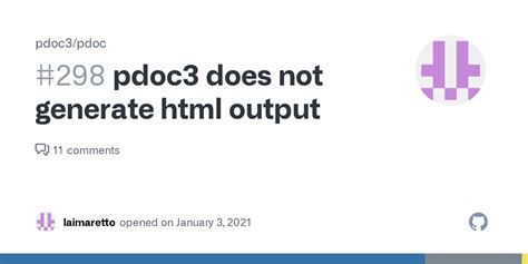 Pdoc3 Does Not Generate Html Output · Issue 298 · Pdoc3pdoc · Github