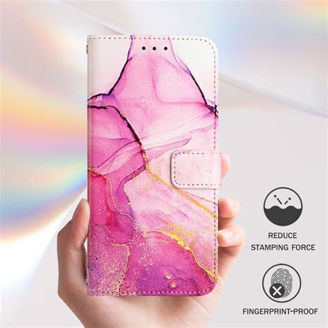 For TCL PT Marble Pattern Flip Leather Phone Case Pink Purple Gold Alexnld Com