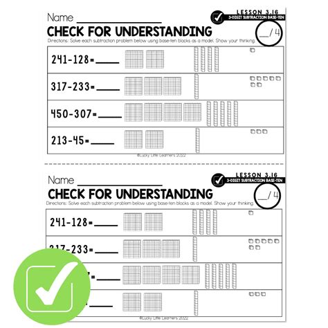 Lucky To Learn Math 3 Digit Subtraction With Base Ten Blocks Lesson