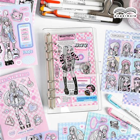 달콤한 만화 소녀 스티커 책 장식 스틱 라벨 접착 Diy 일기 앨범 문구 Best