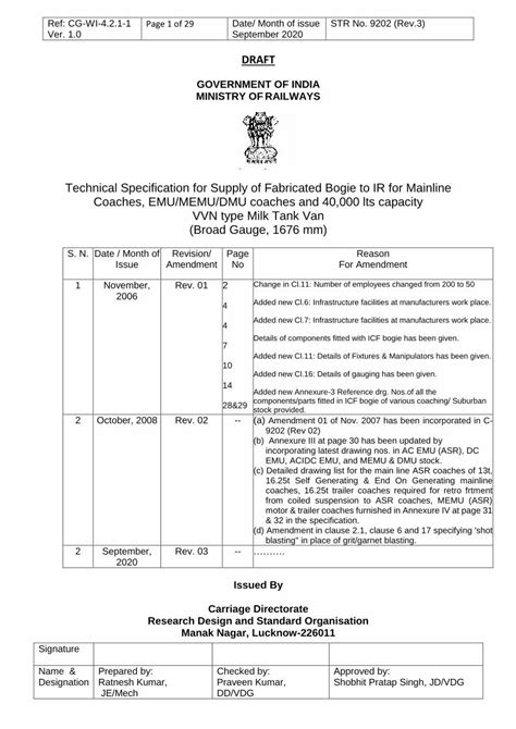 Pdf Technical Specification For Supply Of Fabricated Bogie To