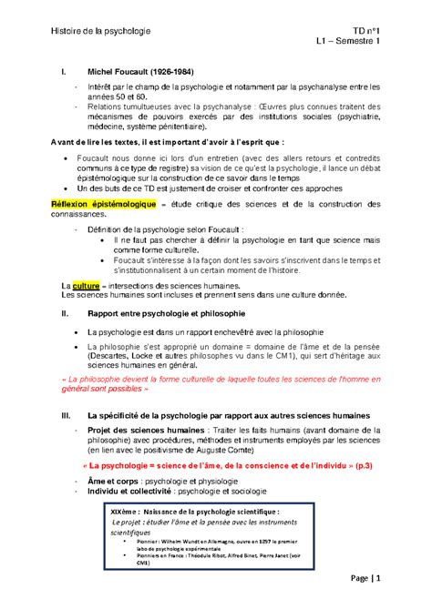 Td1 L1 Psychologie Warning Tt Undefined Function 32 Histoire De La Psychologie Td N° L1