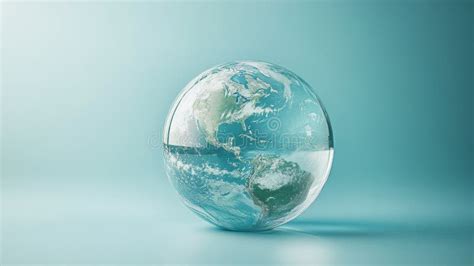 Conceptual Illustration Glass Globe Of Planet Earth On A Cool Blue