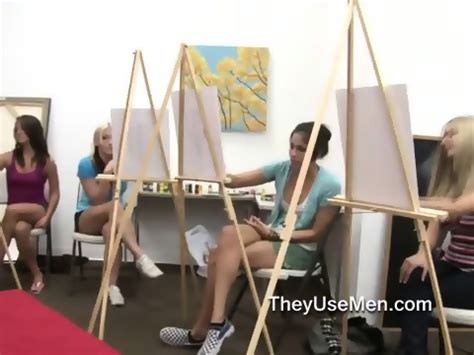 Group Of Clothed Women Draw Naked Men