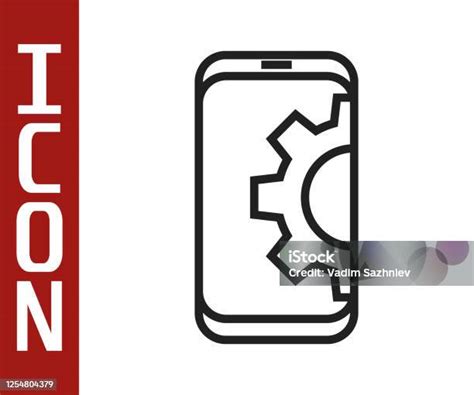 흰색 배경에 격리 된 스마트 폰 아이콘에 검은 줄 설정 조정 서비스 설정 유지 보수 수리 고정 벡터 일러스트레이션 상징에 대한 스톡 벡터 아트 및 기타 이미지 Istock