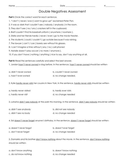 Find And Fix The Double Negative Ela Worksheets Splashlearn Worksheets Library