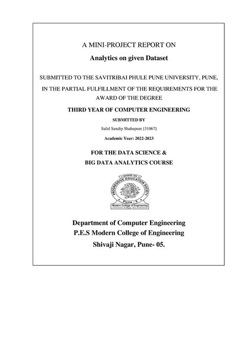 Dsbda Mini Project 2 Report A Mini Project Report On Analytics On