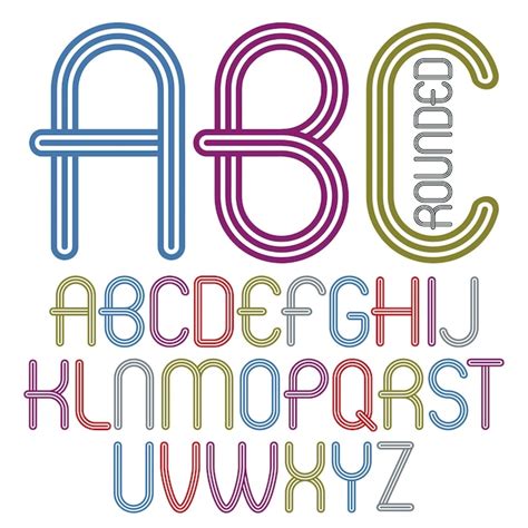 디스코 벡터 대문자 영어 알파벳 문자 Abc 격리 집합입니다 펑키한 둥근 글꼴 로고 디자인에 사용하기 위한 타이프스크립트