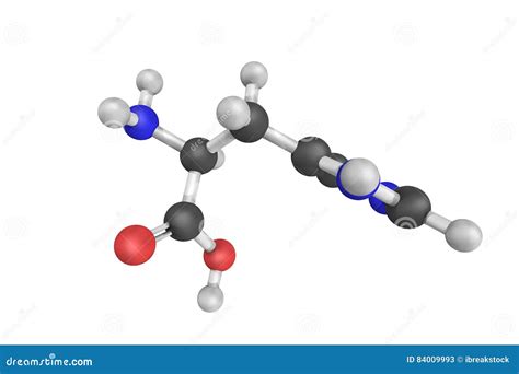 3d Structure Of Histidine Used In The Biosynthesis Of Proteins Stock