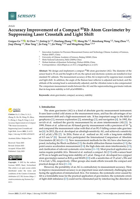 Pdf Accuracy Improvement Of A Compact 85rb Atom Gravimeter By