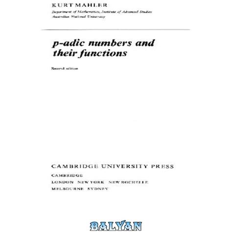 خرید و قیمت دانلود کتاب P Adic Numbers And Their Functions ترب