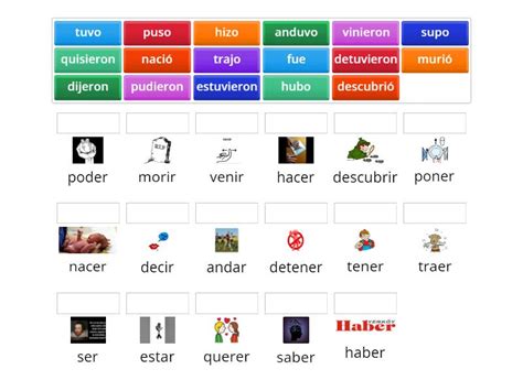 Preterito Indefinido Verbos Irregulares Une Las Parejas