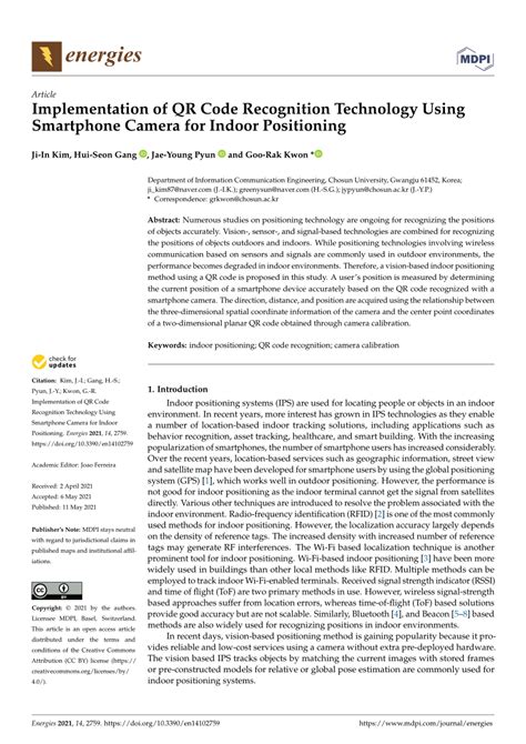 PDF Implementation Of QR Code Recognition Technology Using Smartphone Camera For Indoor