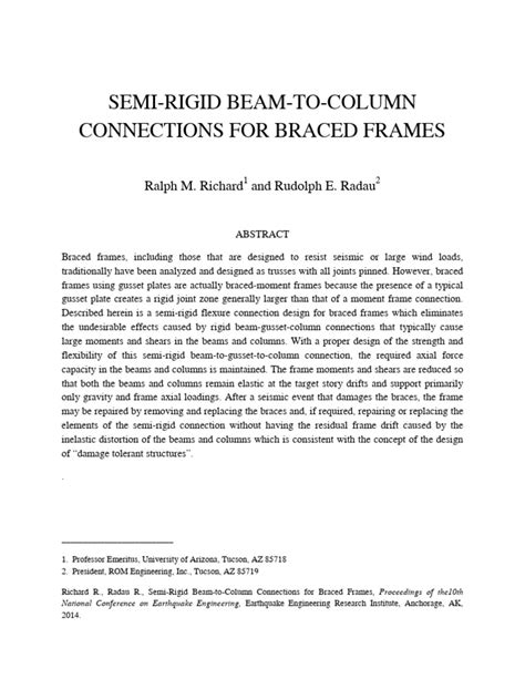 semirigid beam to column connections for braced frames pdf beam