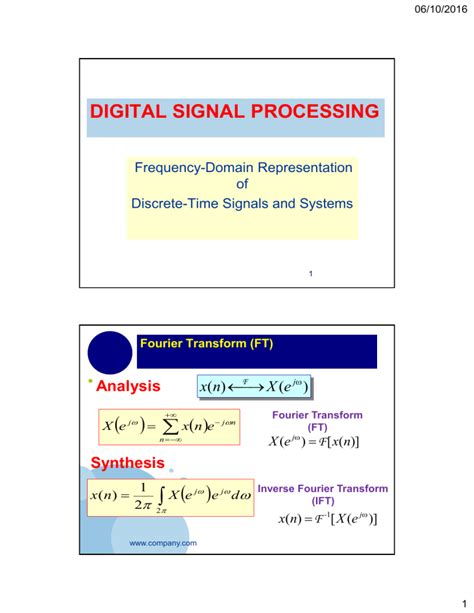 Digital Signal Processing Fourier Transform Presentation