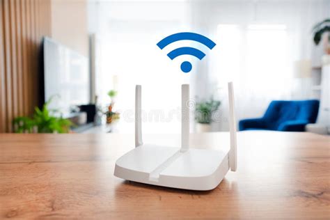Modern Wi Fi Router On Light Table In Room Stock Image Image Of