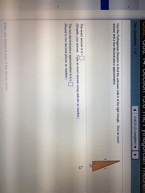 Solved Use The Pythagorean Theorem To Find The Unknown Side Chegg