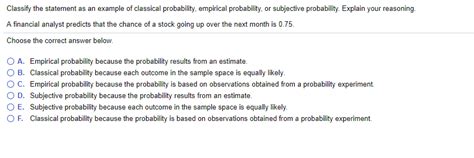 solved classify the statement as an example of classical