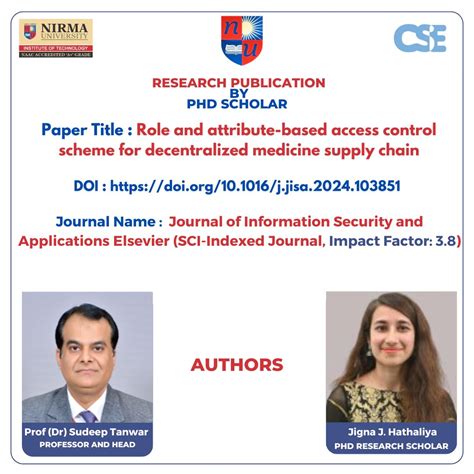 Computer Science And Engineering Department Nirma University On Linkedin Cse Sci Journal