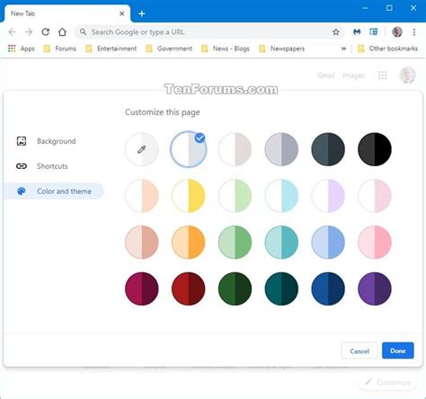 Enable Or Disable Color And Theme For New Tab Page In Google Chrome Tutorials
