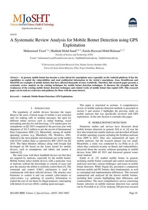 Pdf A Systematic Review Analysis For Mobile Botnet Detection Using
