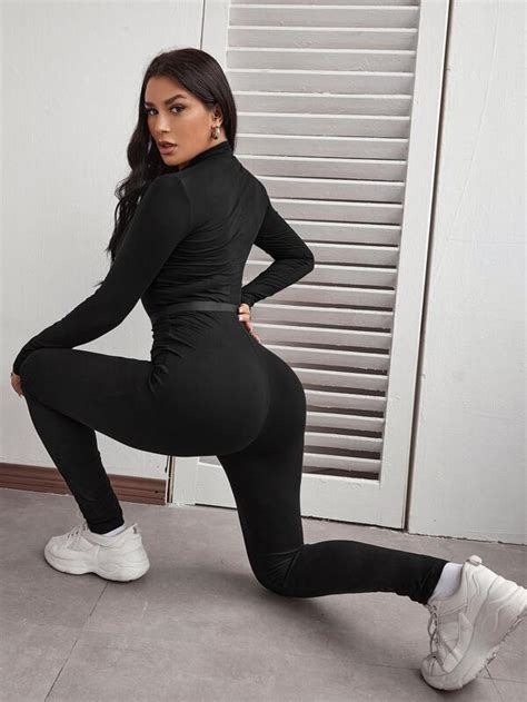 Shein Sxy Zip Up Belted Jumpsuit Shein Usa