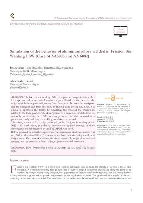 Pdf Simulation Of The Behavior Of Aluminum Alloys Welded In Friction Stir Welding Fsw Case Of